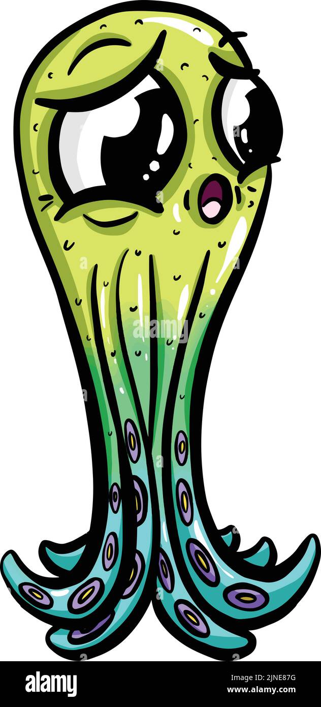 Octopus Squid Cartoon Character Mascot Looking Surprised Stock Vector ...