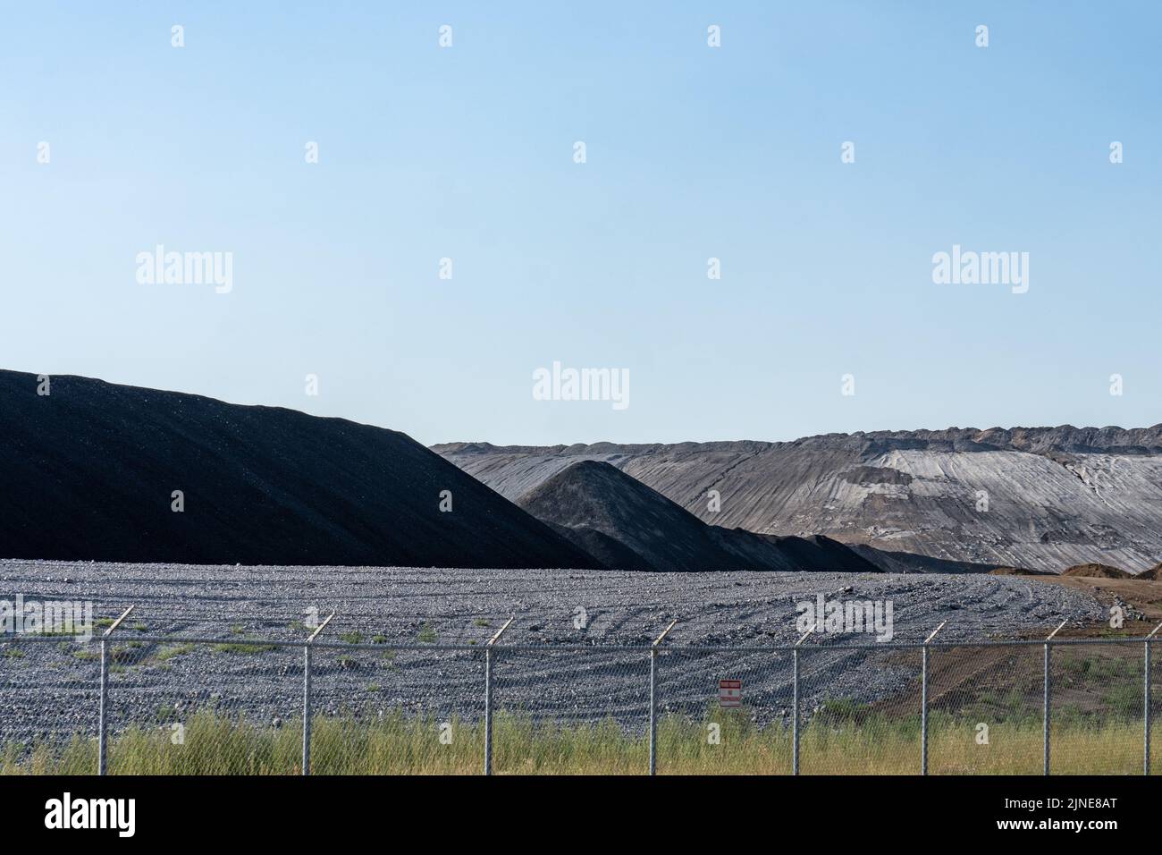 Tailings at the Bayer phosphate mining and manufacturing facility in Soda Springs, Idaho Stock ...