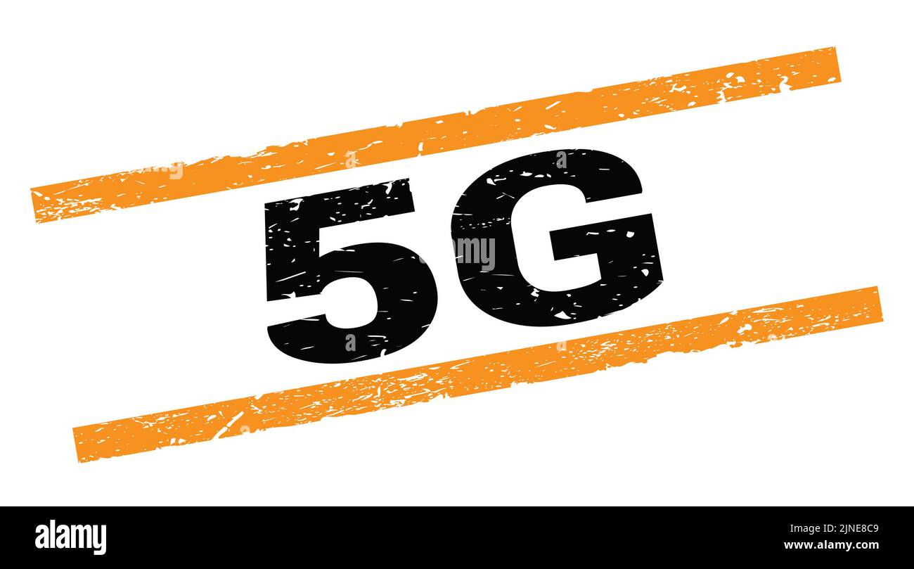 5G text written on orange rectangle stamp sign Stock Photo - Alamy