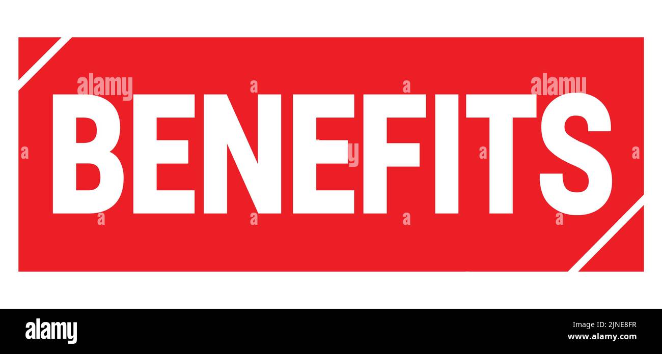BENEFITS text written on red grungy stamp sign Stock Photo - Alamy