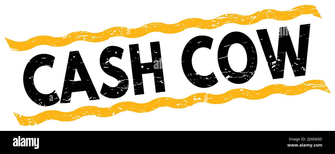 CASH COW text written on yellow-black lines stamp sign Stock Photo - Alamy