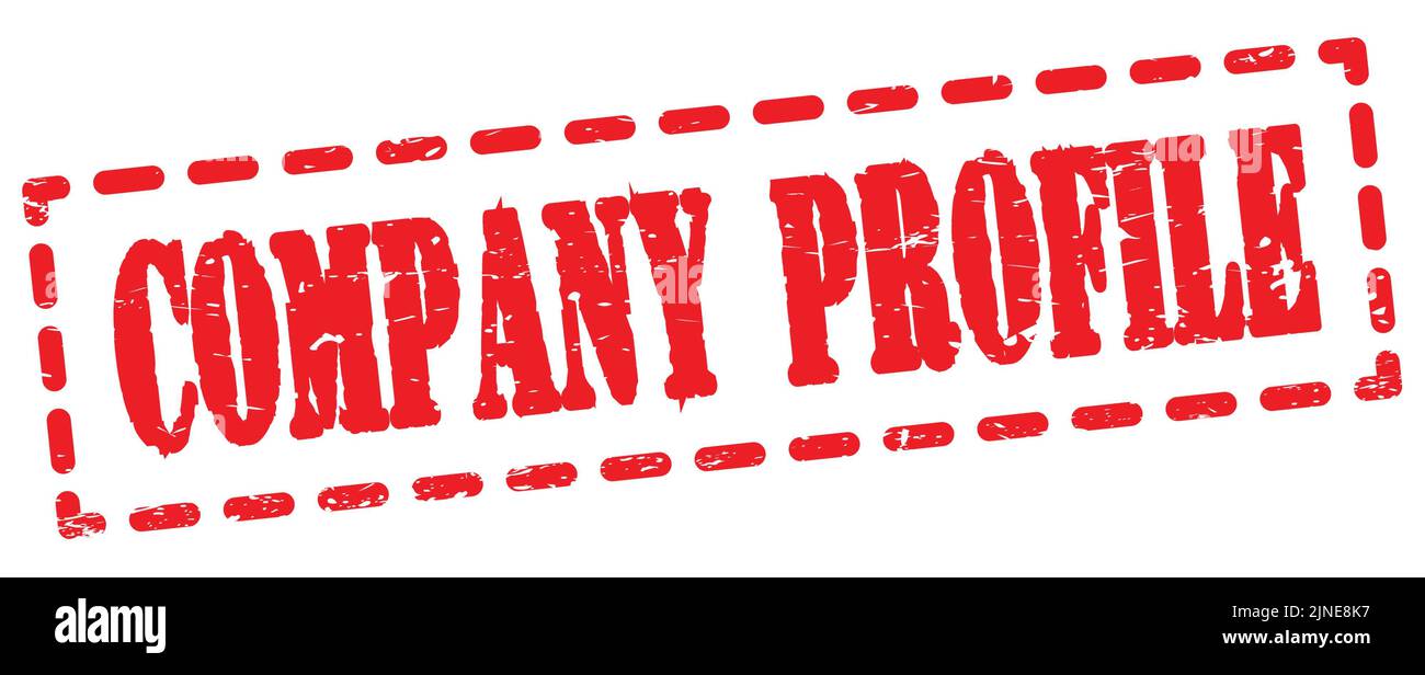 COMPANY PROFILE text written on red dash stamp sign Stock Photo - Alamy