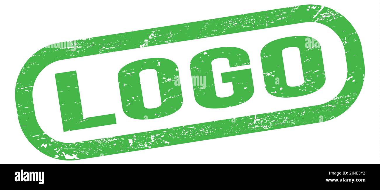 LOGO, text written on green rectangle stamp sign Stock Photo - Alamy