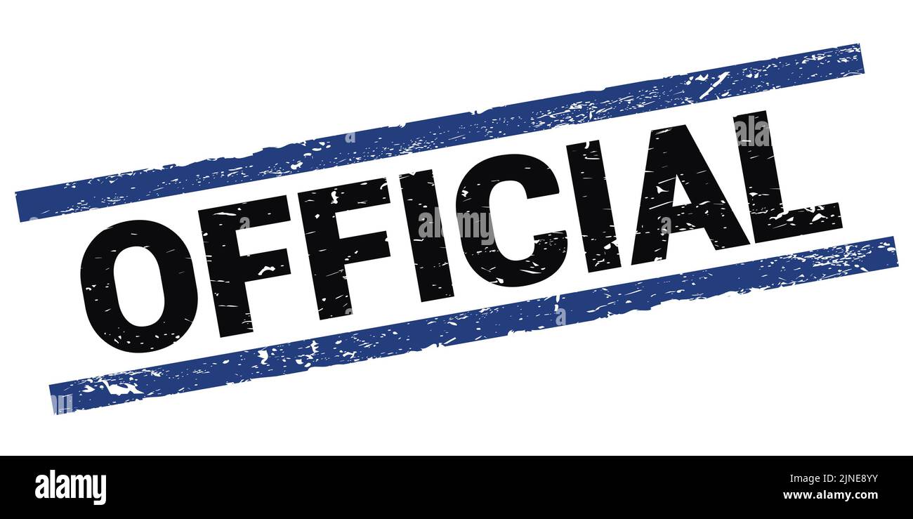 OFFICIAL text written on black-blue rectangle stamp sign Stock Photo ...