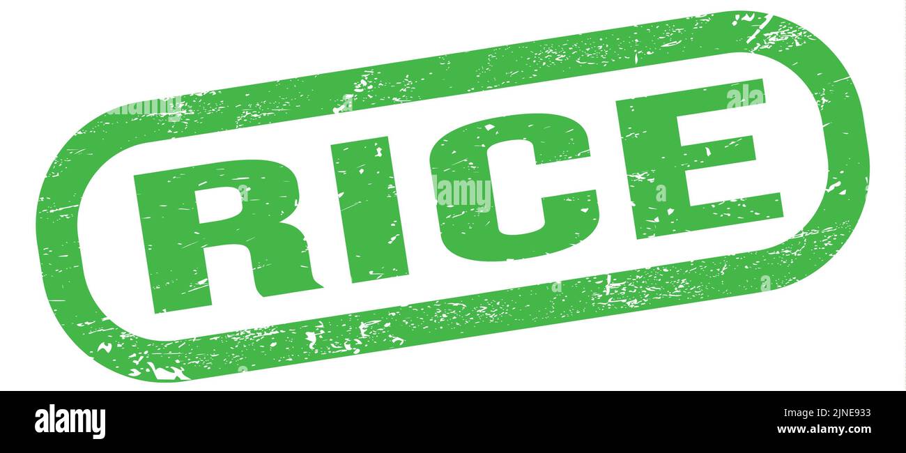 RICE, text written on green rectangle stamp sign Stock Photo - Alamy