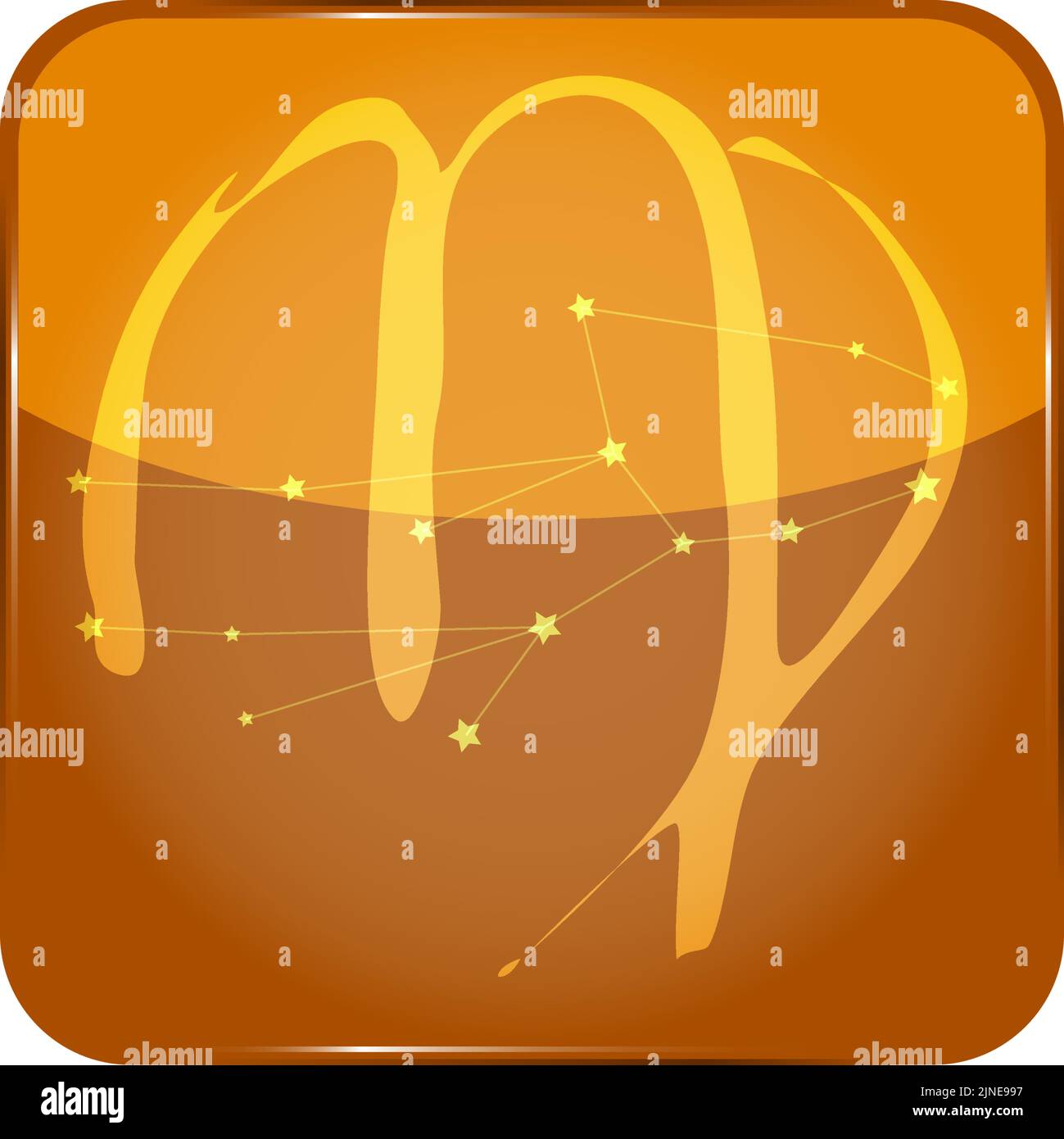 12 constellation yellow button icon with star shape: Virgo Stock Vector ...