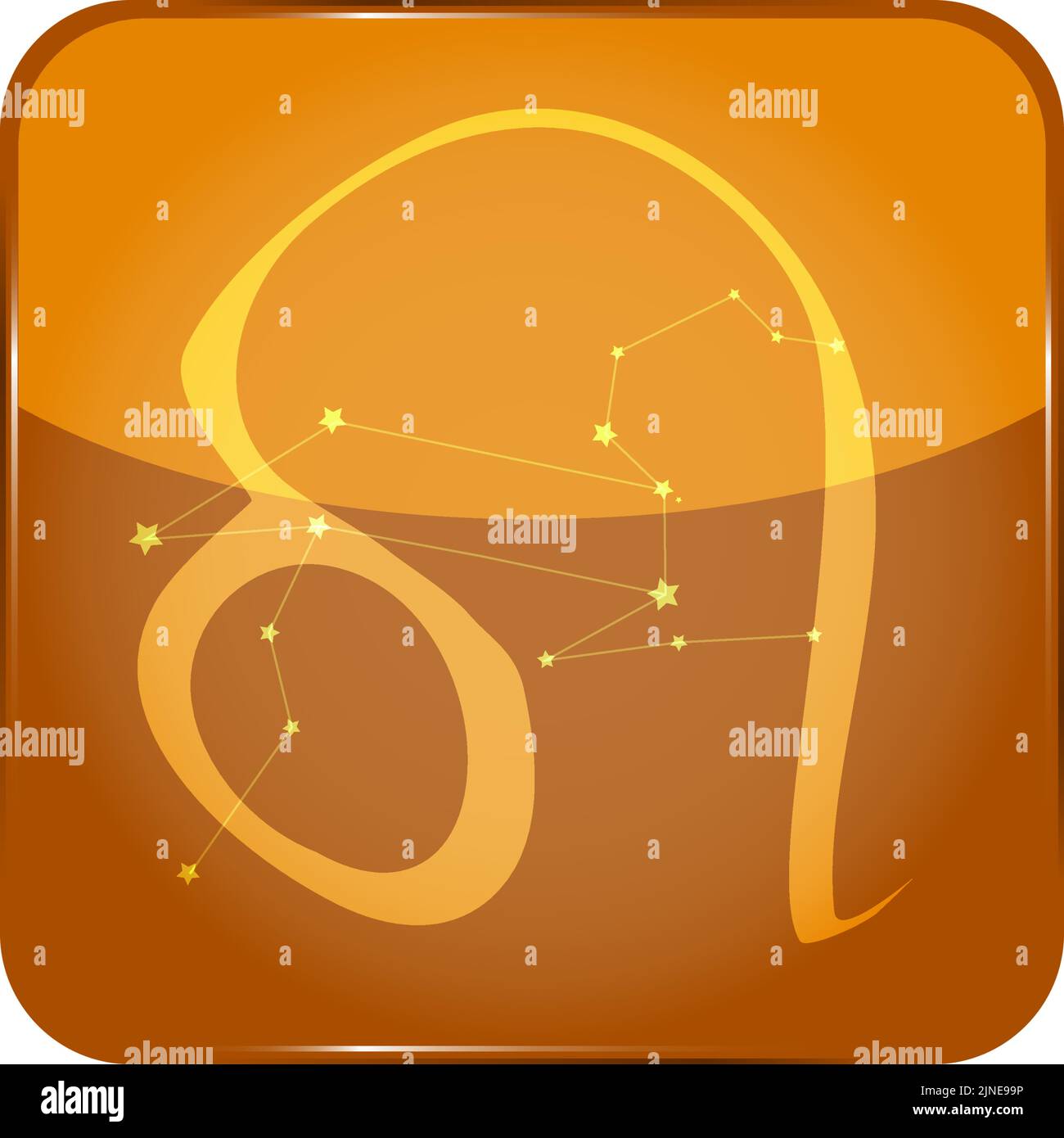 12 constellations yellow button icon with star shape added: Leo Stock ...