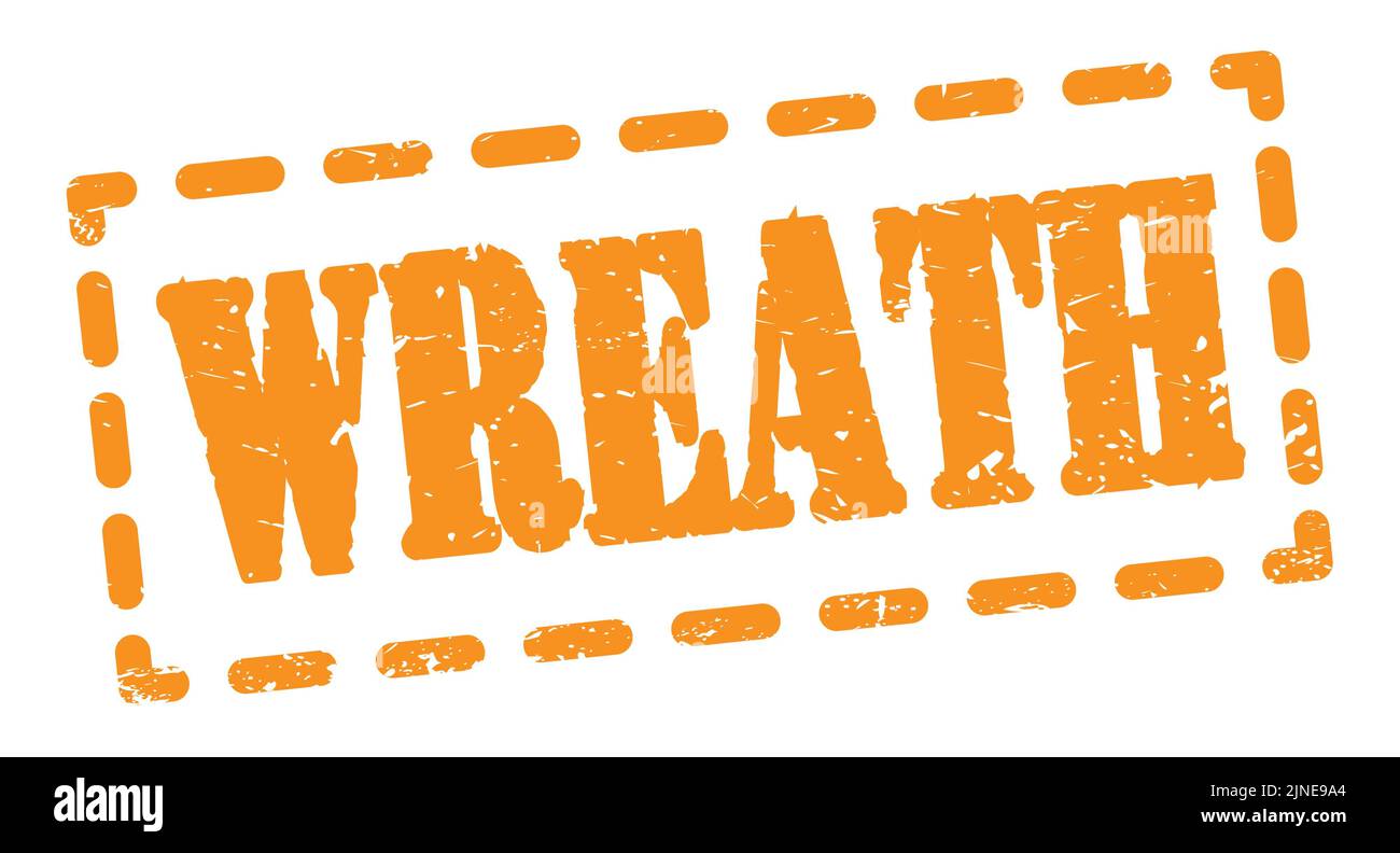 WREATH text written on orange dash stamp sign Stock Photo - Alamy