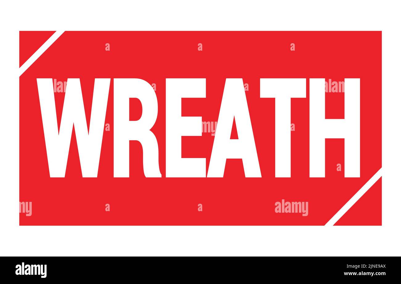 WREATH text written on red rectangle stamp sign Stock Photo - Alamy