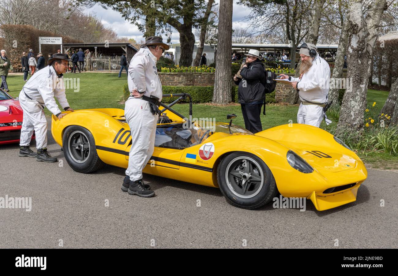Katsuaki Kubota's 1965 Lotus-Ford 30 in the paddock before the Surtees ...