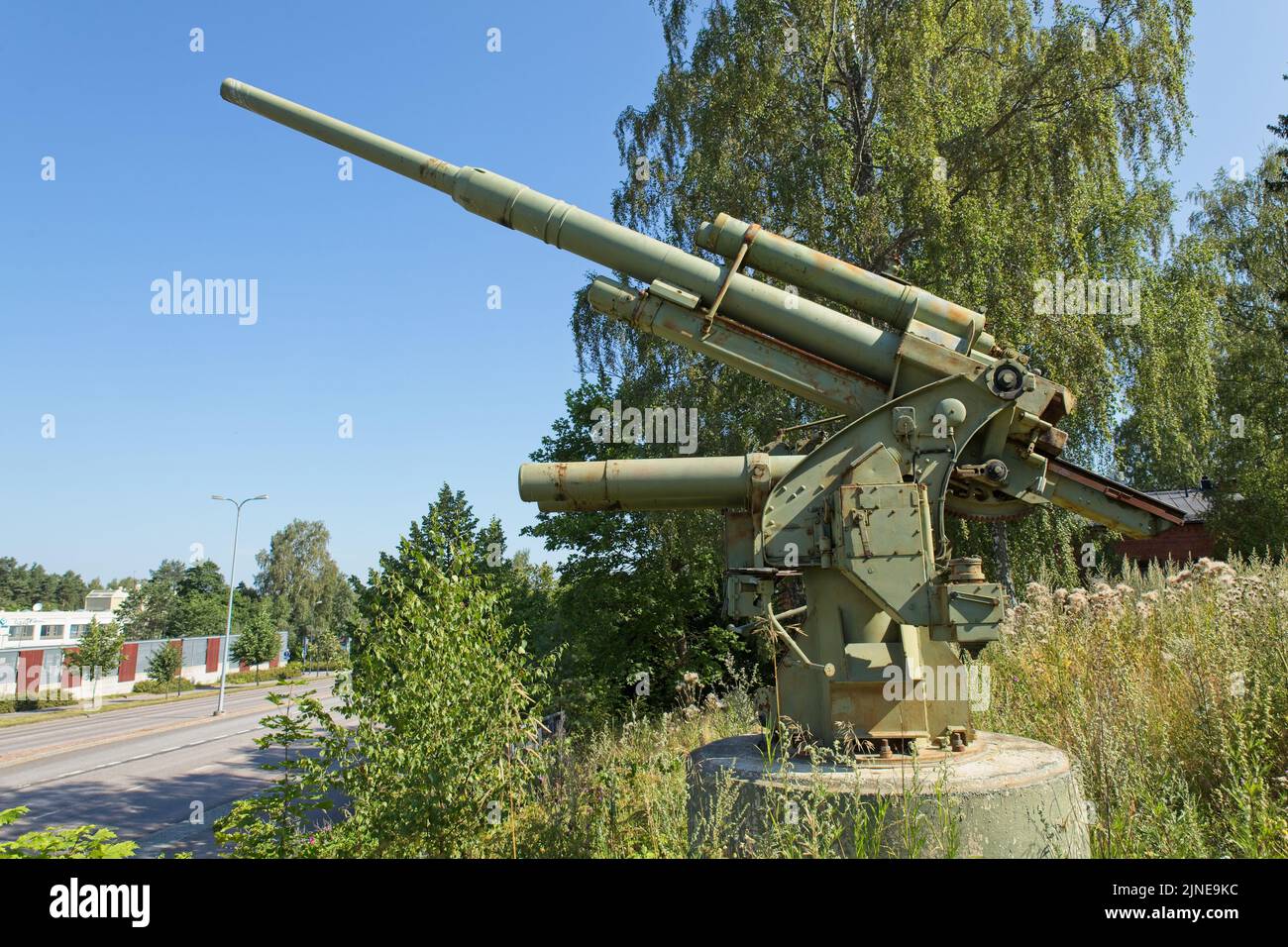 WW2 anti-aircraft gun memorial at Hyrylä, Tuusula, Finland Stock Photo ...