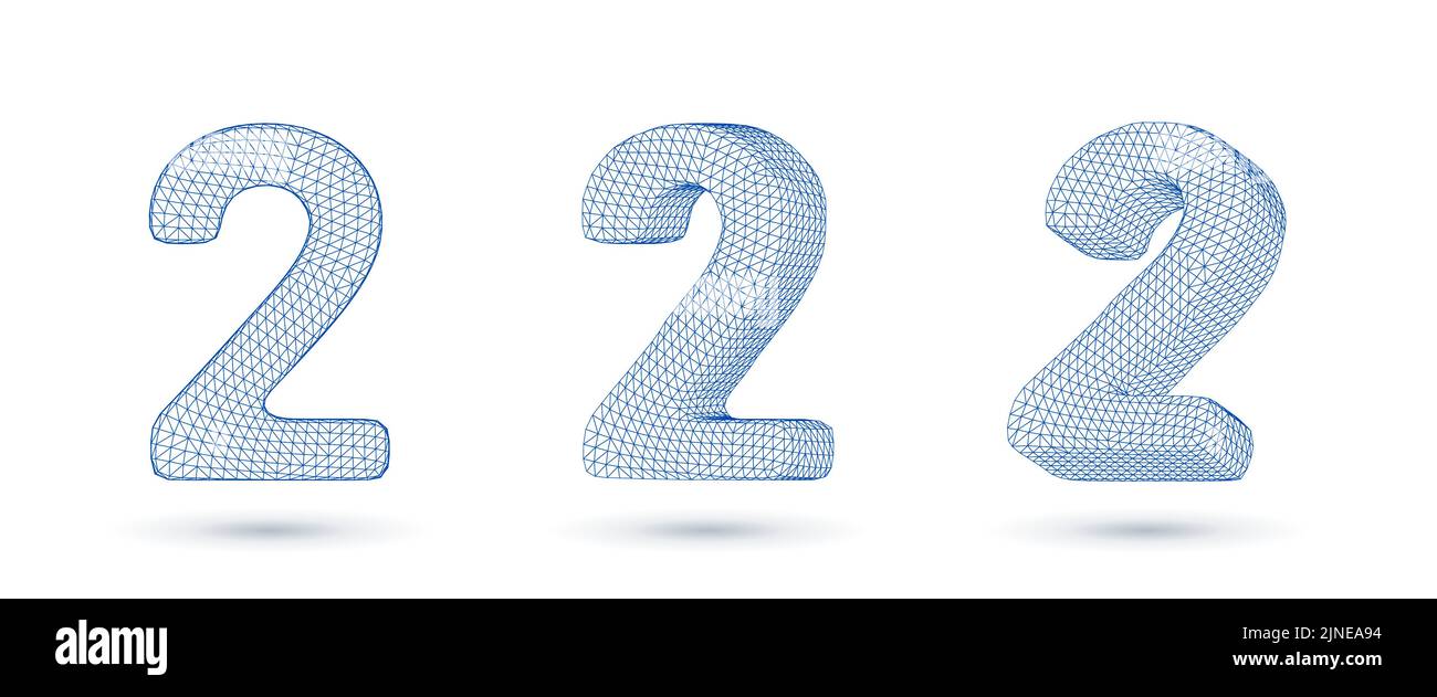 Number two wireframe high polygonal outline low poly style vector ...