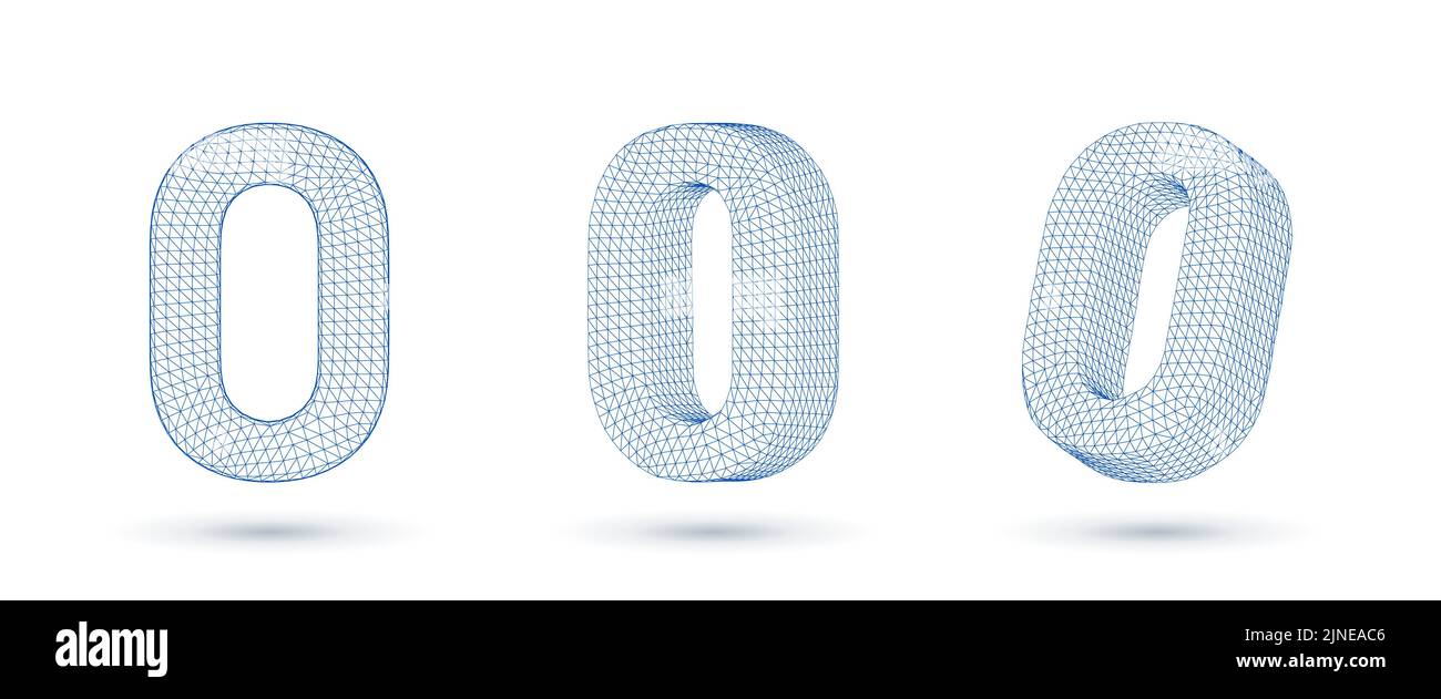 Number zero wireframe high polygonal outline low poly style vector ...