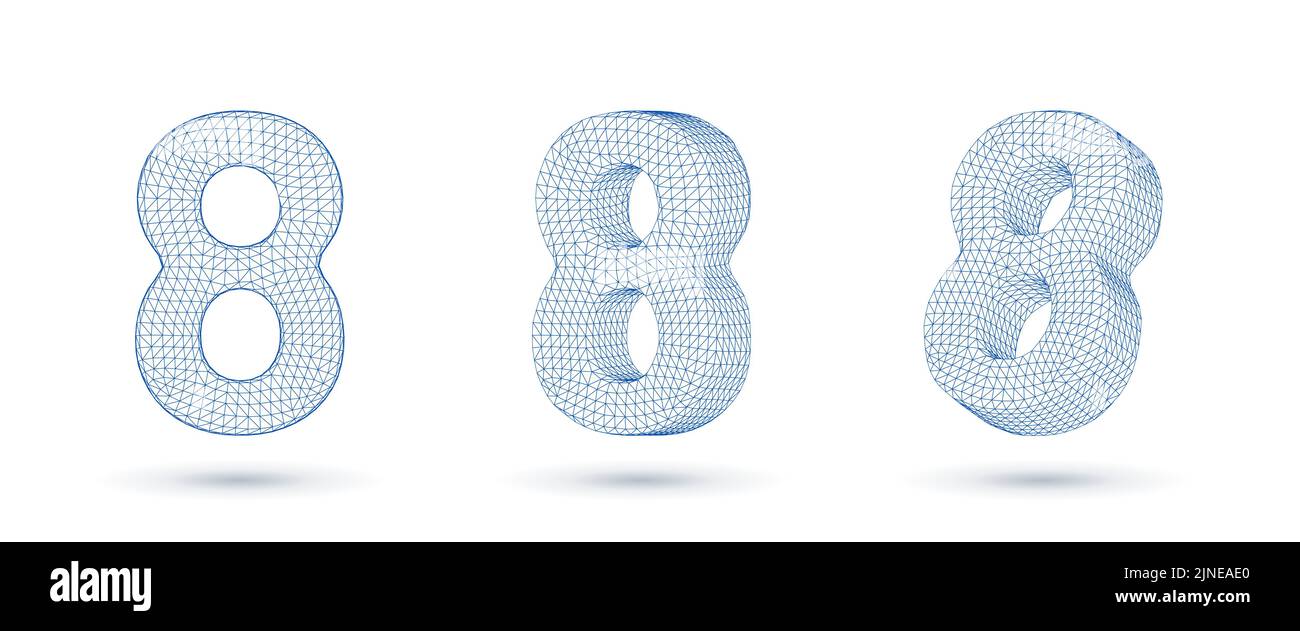 Number eight wireframe high polygonal outline low poly style vector illustration Stock Vector ...