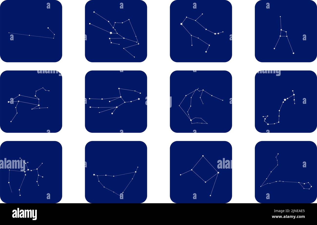 12 constellations icon set, vector illustration, blue Stock Vector Image & Art - Alamy