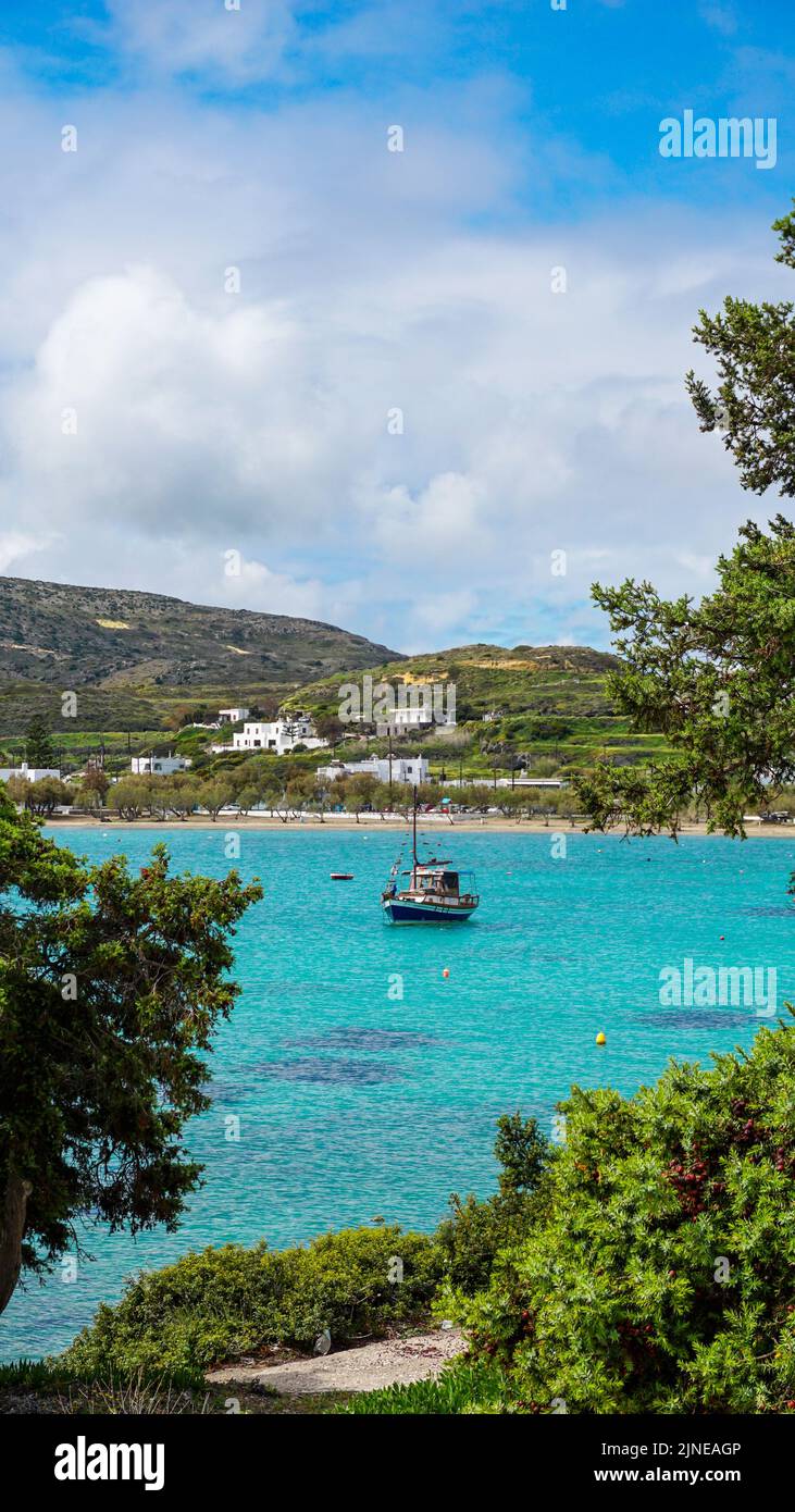 A vertical picturesque view of Pollonia village in Greece Stock Photo ...