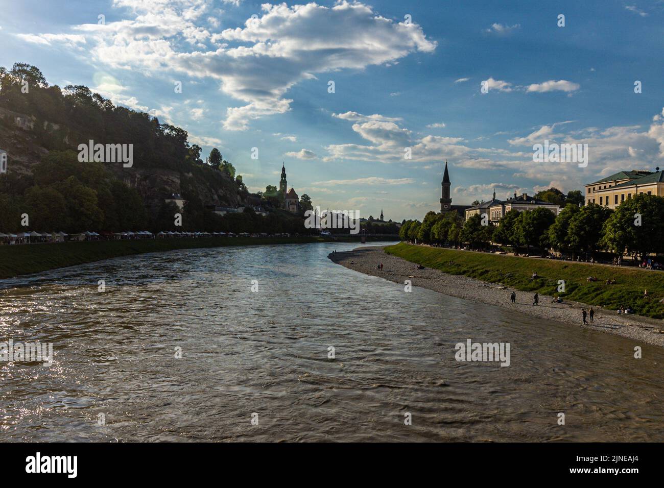 the fast-flowing Salzach River or Salzburg River, Salzburg, Salzburger ...
