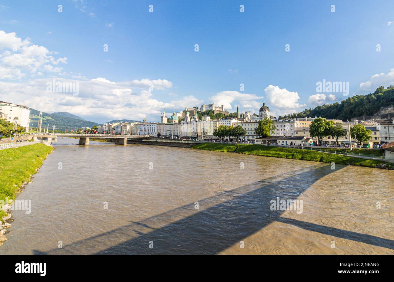 the fast-flowing Salzach River or Salzburg River, Salzburg, Salzburger ...