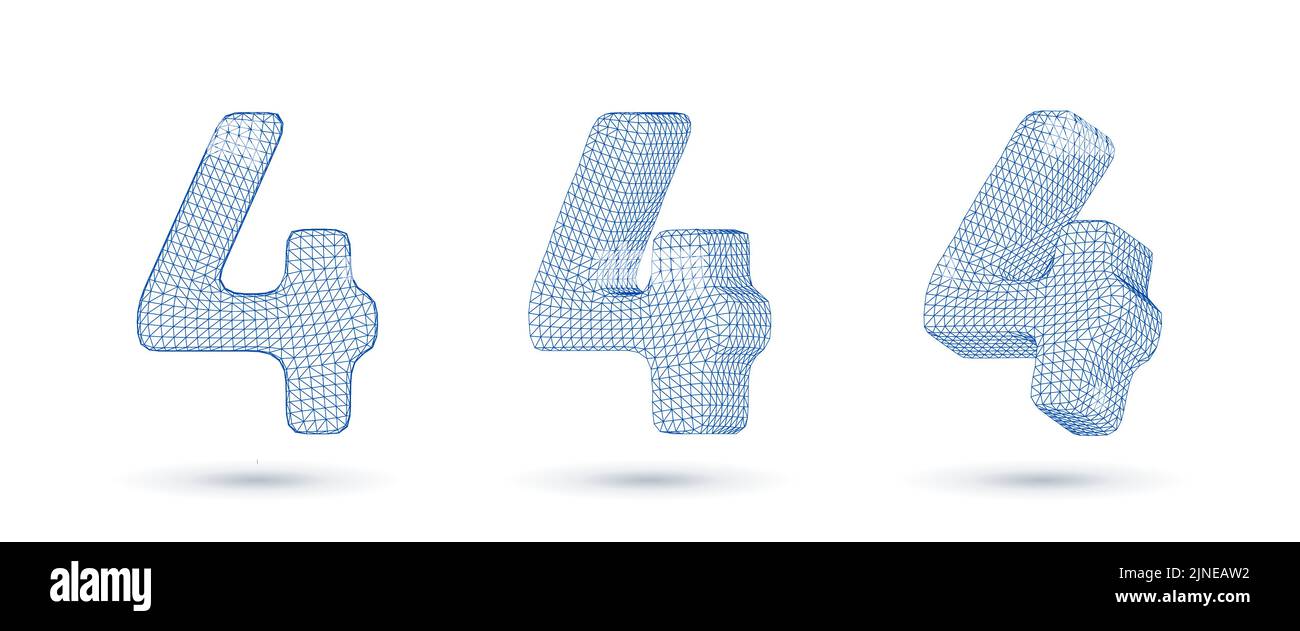 Number four wireframe high polygonal outline low poly style vector ...