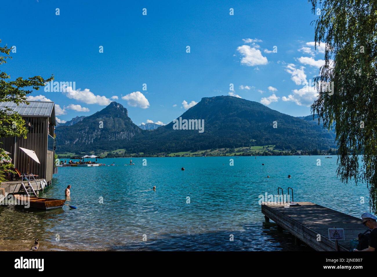 view from St Gilgen a village by the Wolfgangsee lake in the Austrian ...