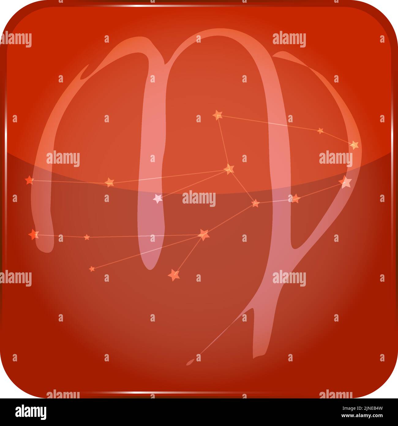 12 constellations red button icon with star shape: Virgo Stock Vector ...