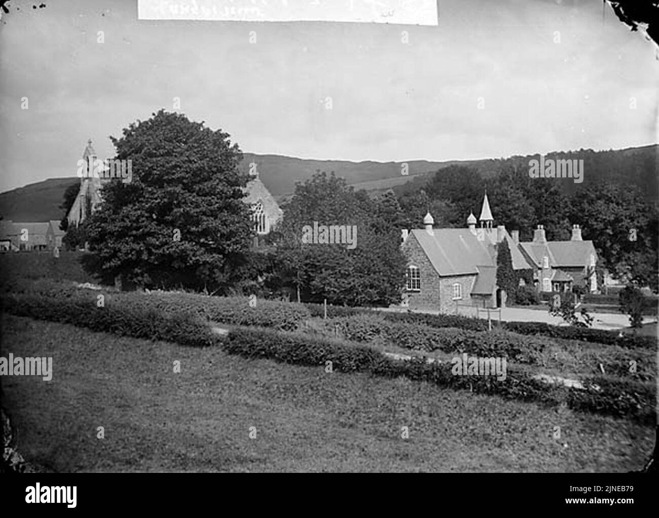 The church and school, Llangernyw Stock Photo - Alamy