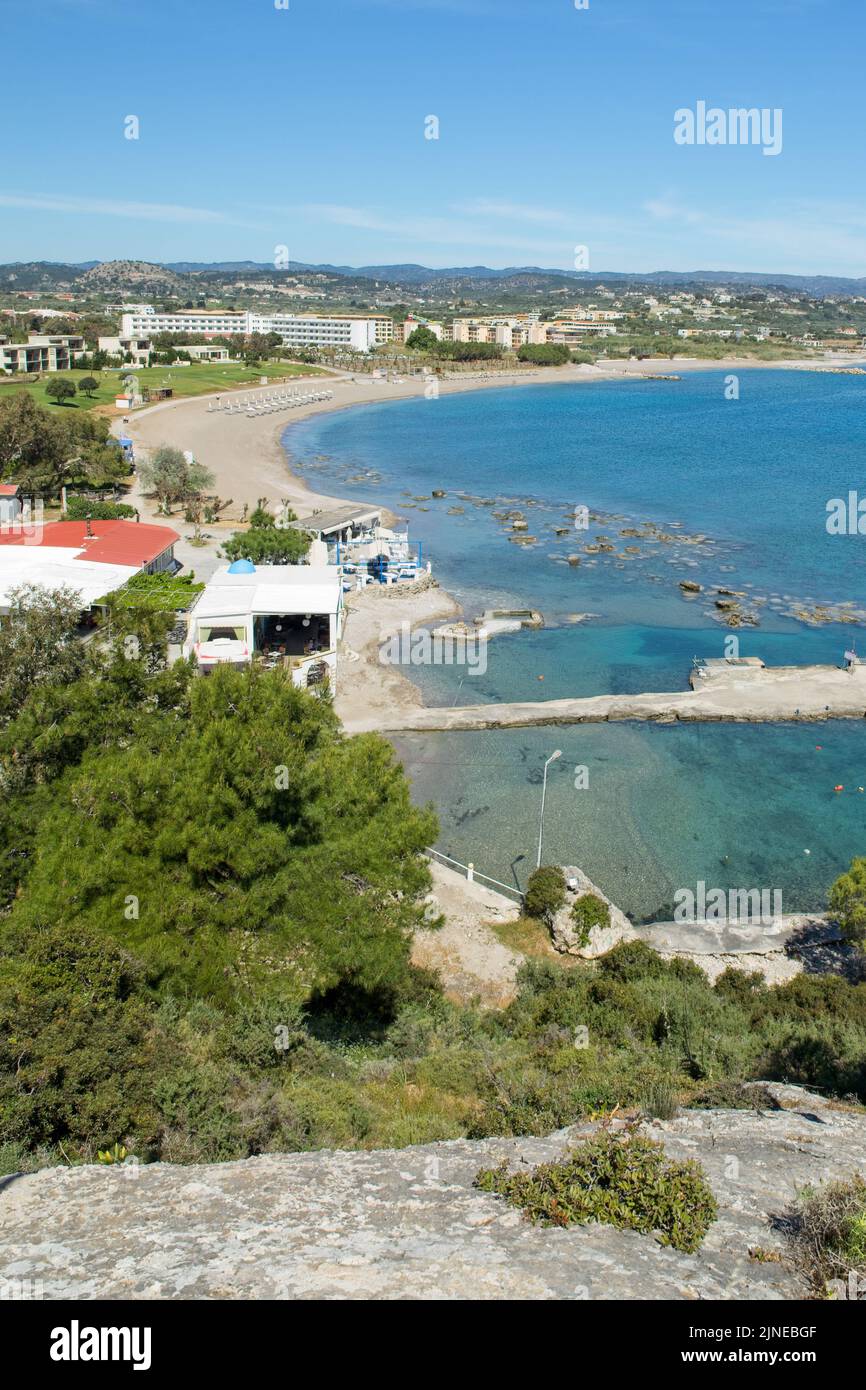 View of sandy beach Kolymbia, Rhodes, Greece Stock Photo - Alamy
