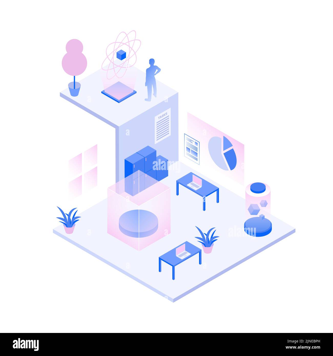 Science Office Isometric Metaverse Illustration. Vector illustration ...