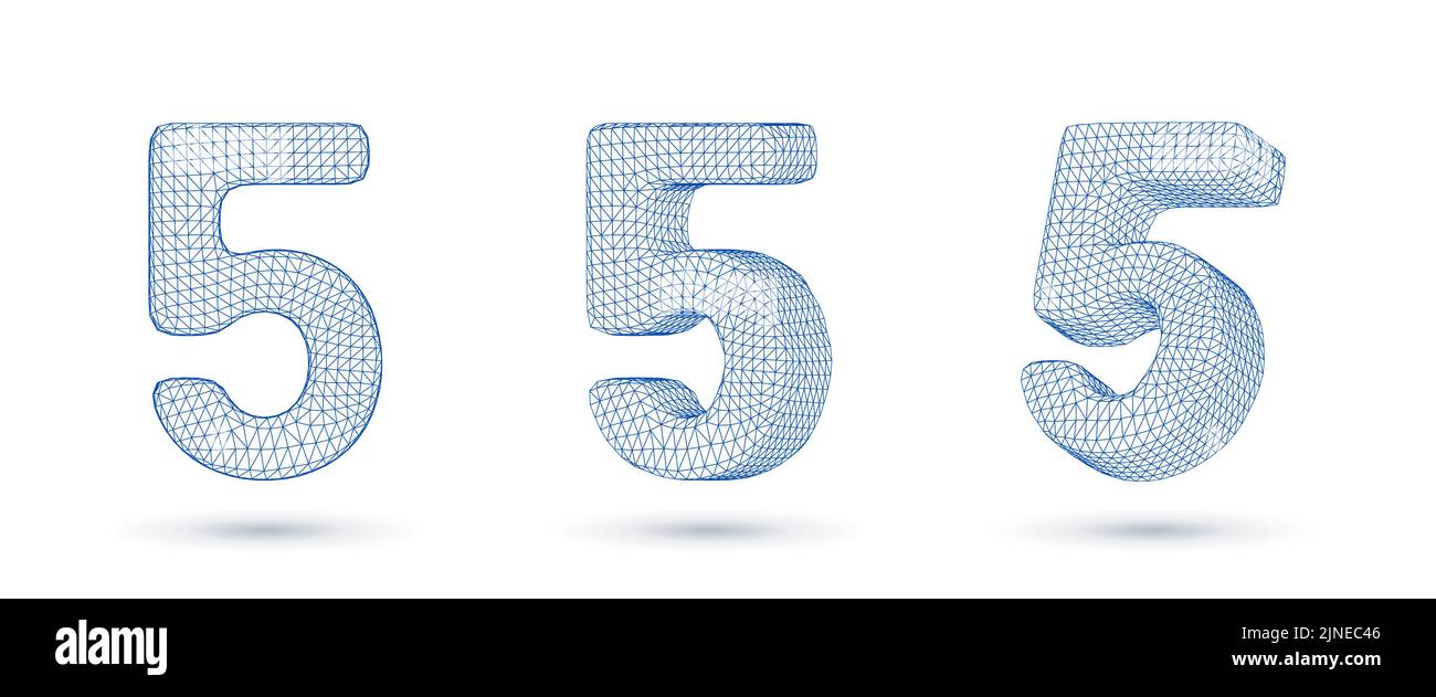 Number five wireframe high polygonal outline low poly style vector ...