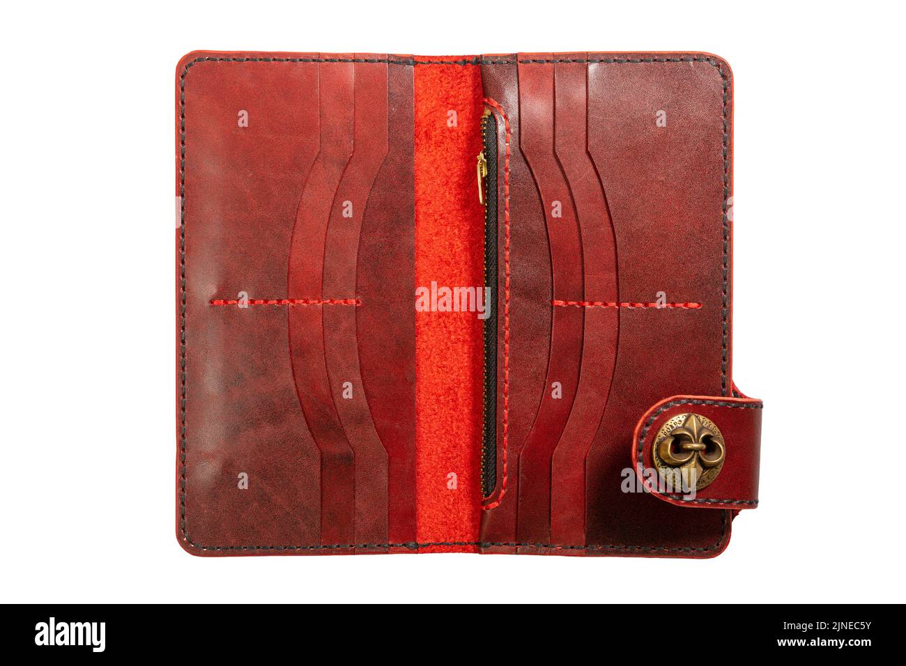 Female brown leather open wallet isolated on a white background Stock ...