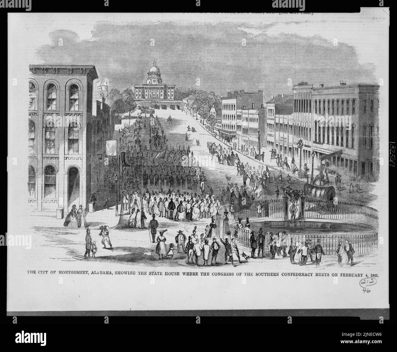 The city of Montgomery, Alabama, showing the state house where the ...