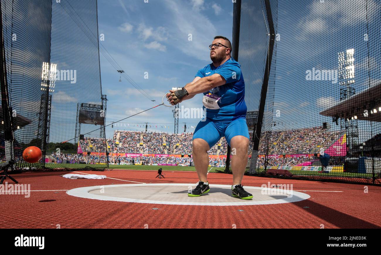 Christopher Bennett of Scotland competing in the men’s hammer final at ...