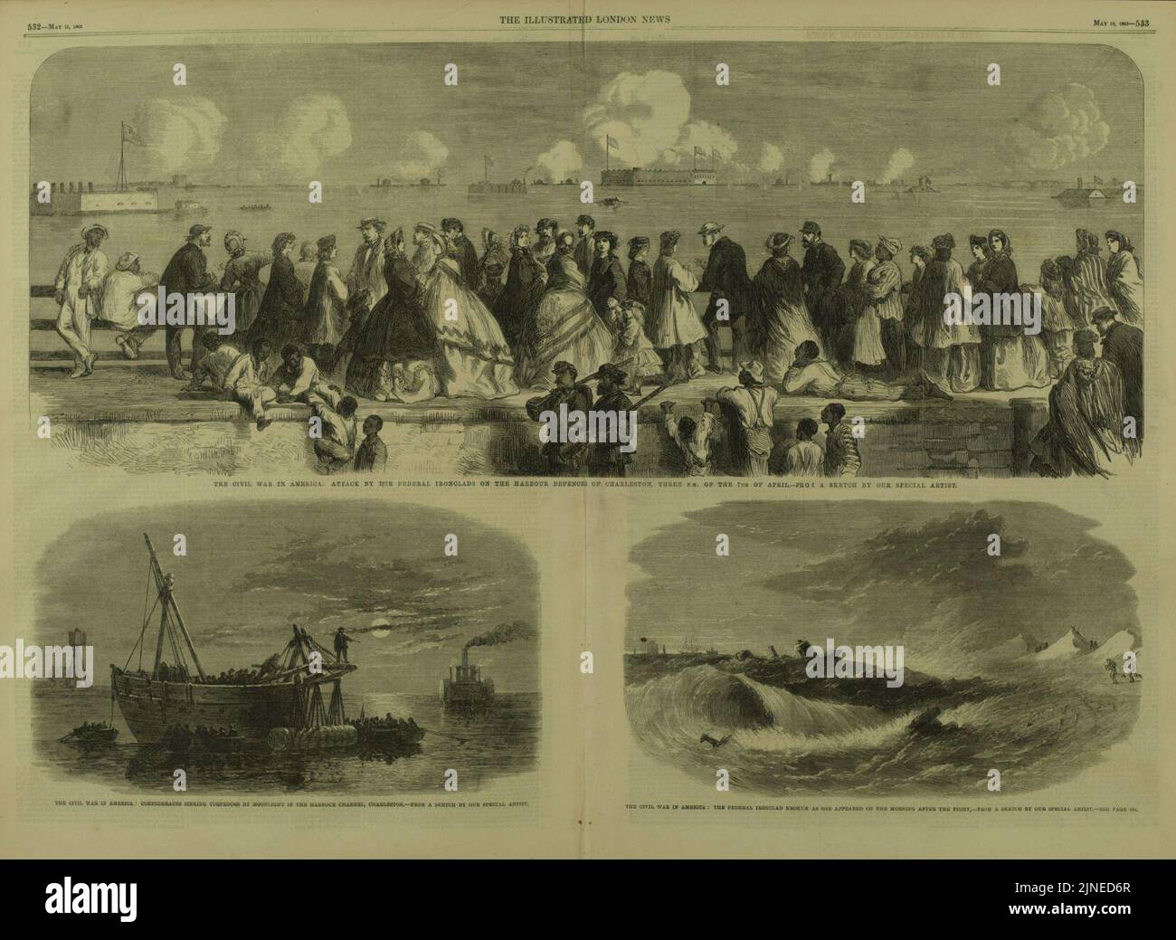 The Civil War in America - Attack on the harbour defences of Charleston ...