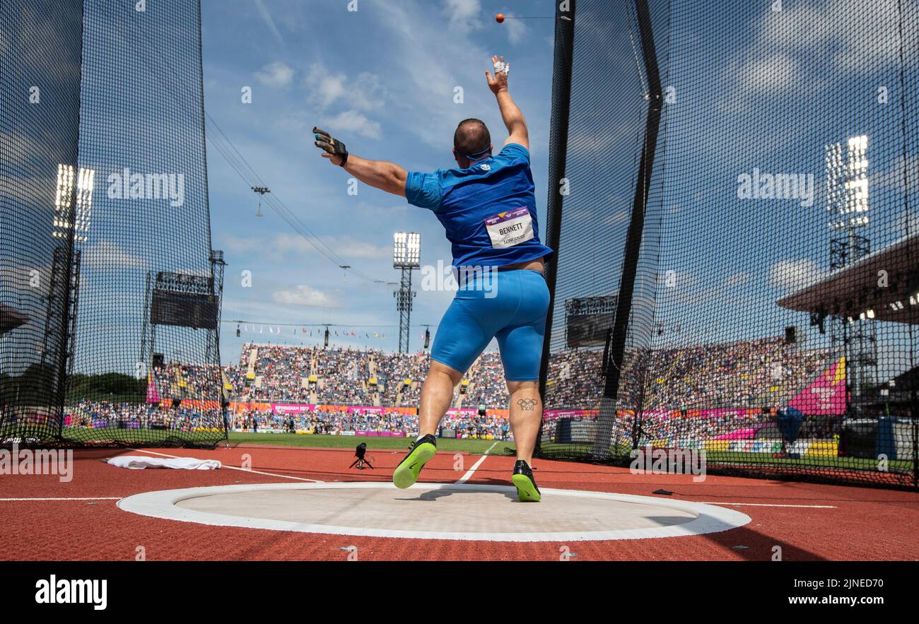 Christopher Bennett of Scotland competing in the men’s hammer final at ...