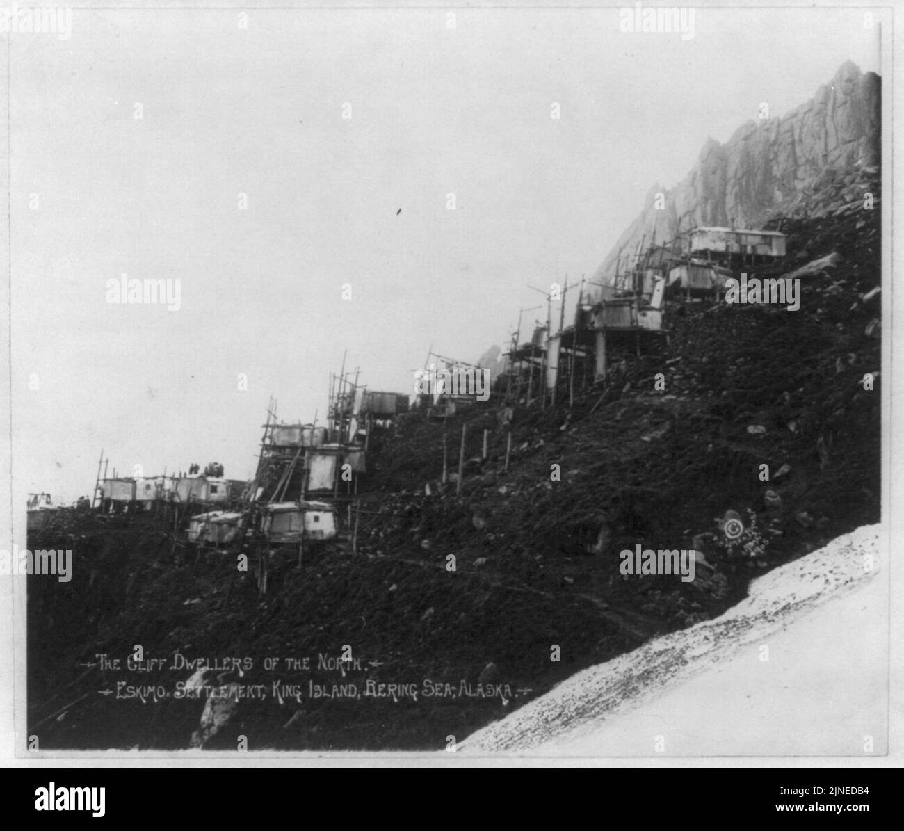 The cliff dwellers of the north. Eskimo settlement, King Island, Bering ...