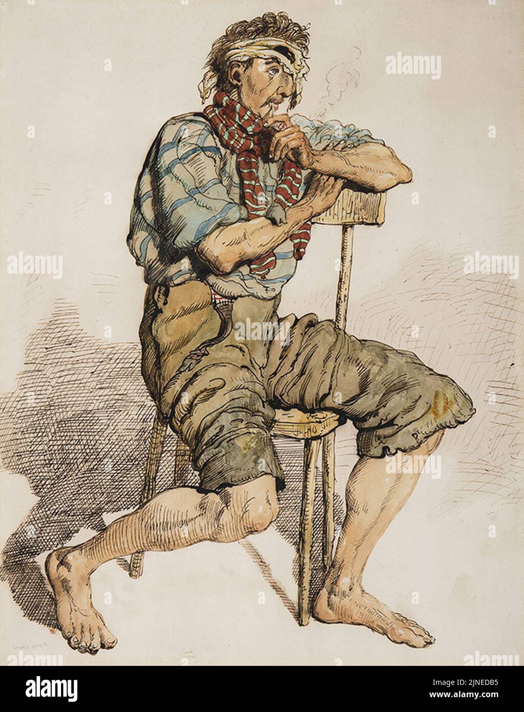 The clay pipe - Ernest Griset - circa 1870 - Griset-93740 Stock Photo ...