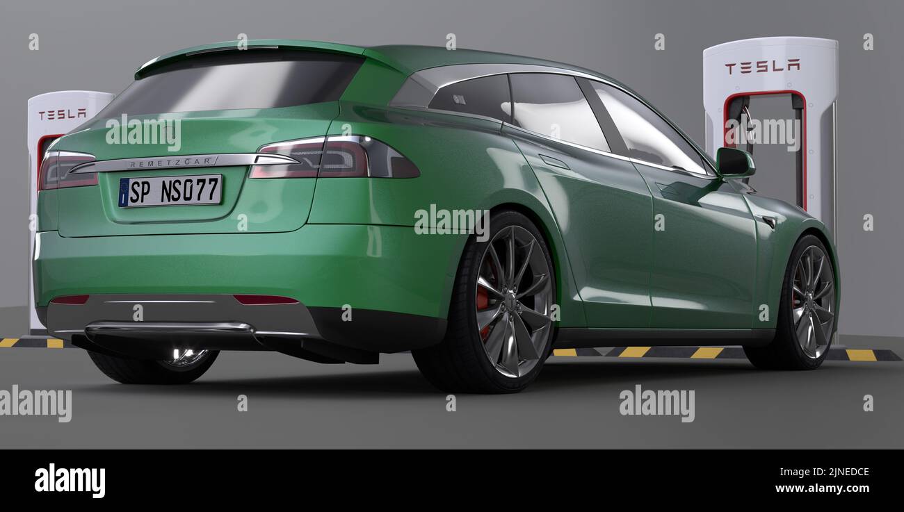 Tesla Model S 85 Performance in Shooting Brake body Stock Photo - Alamy