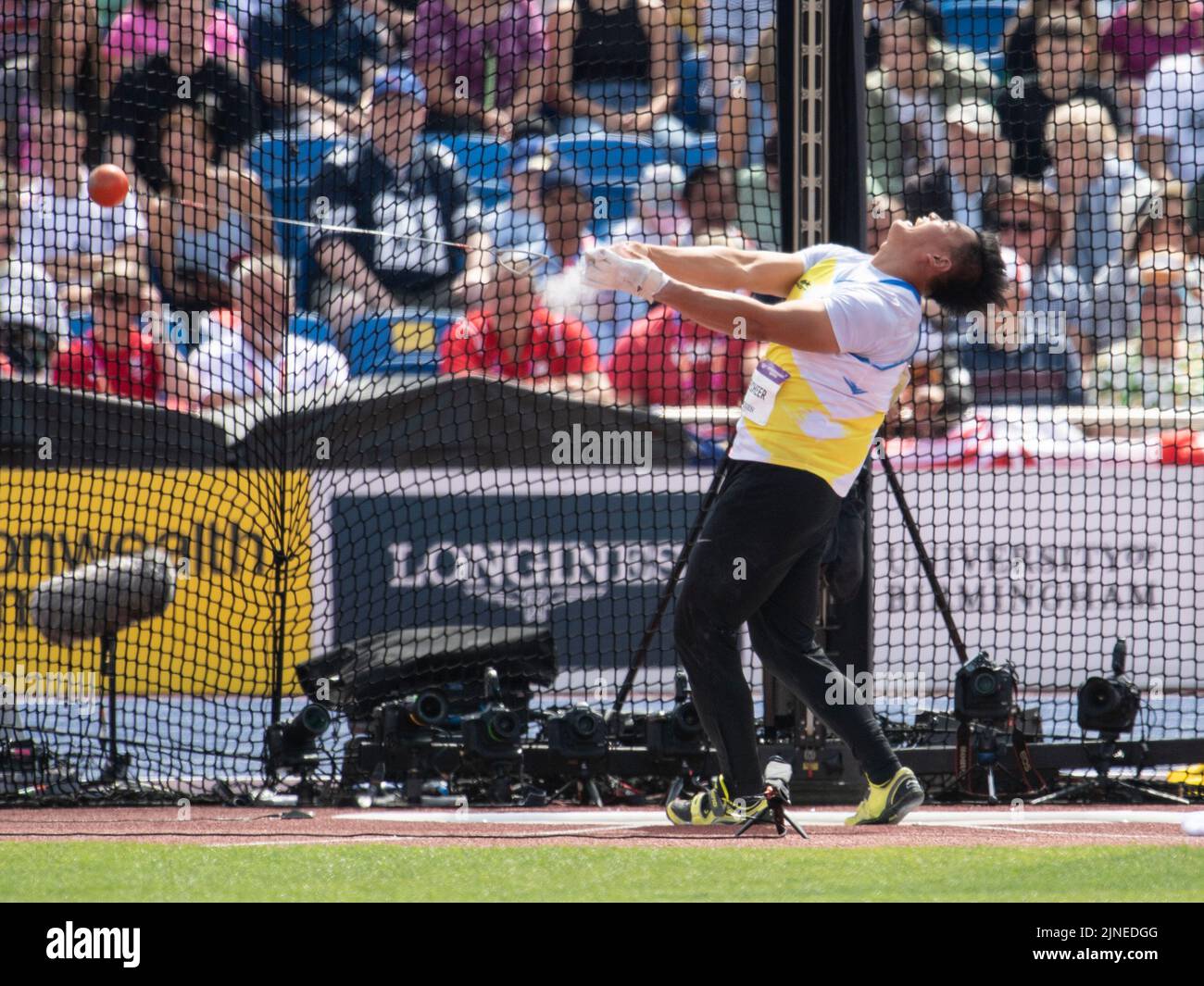 Jackie Wong Siew Cheer of Malaysia competing in the men’s hammer final ...