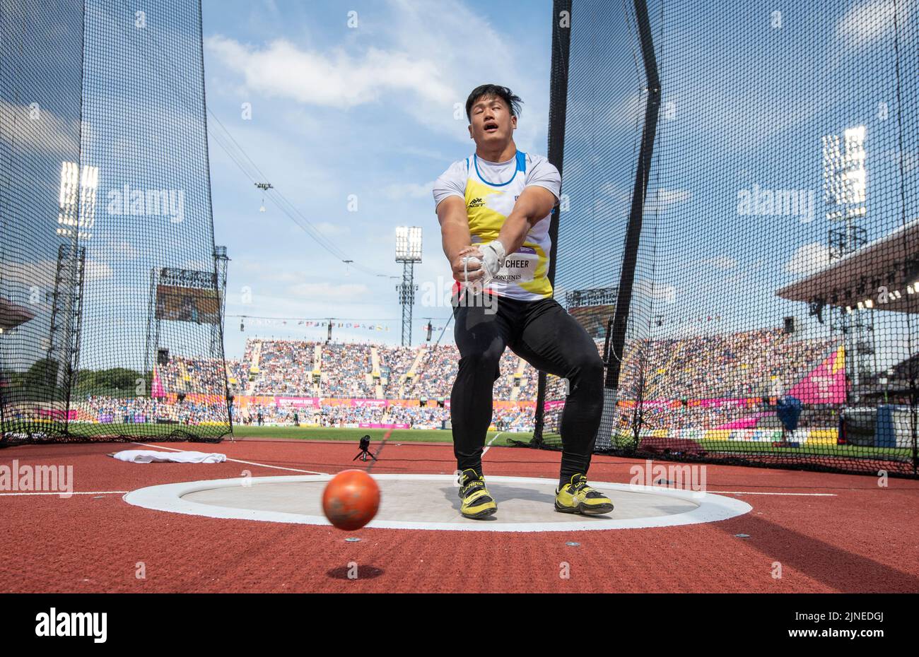 Jackie Wong Siew Cheer of Malaysia competing in the men’s hammer final ...