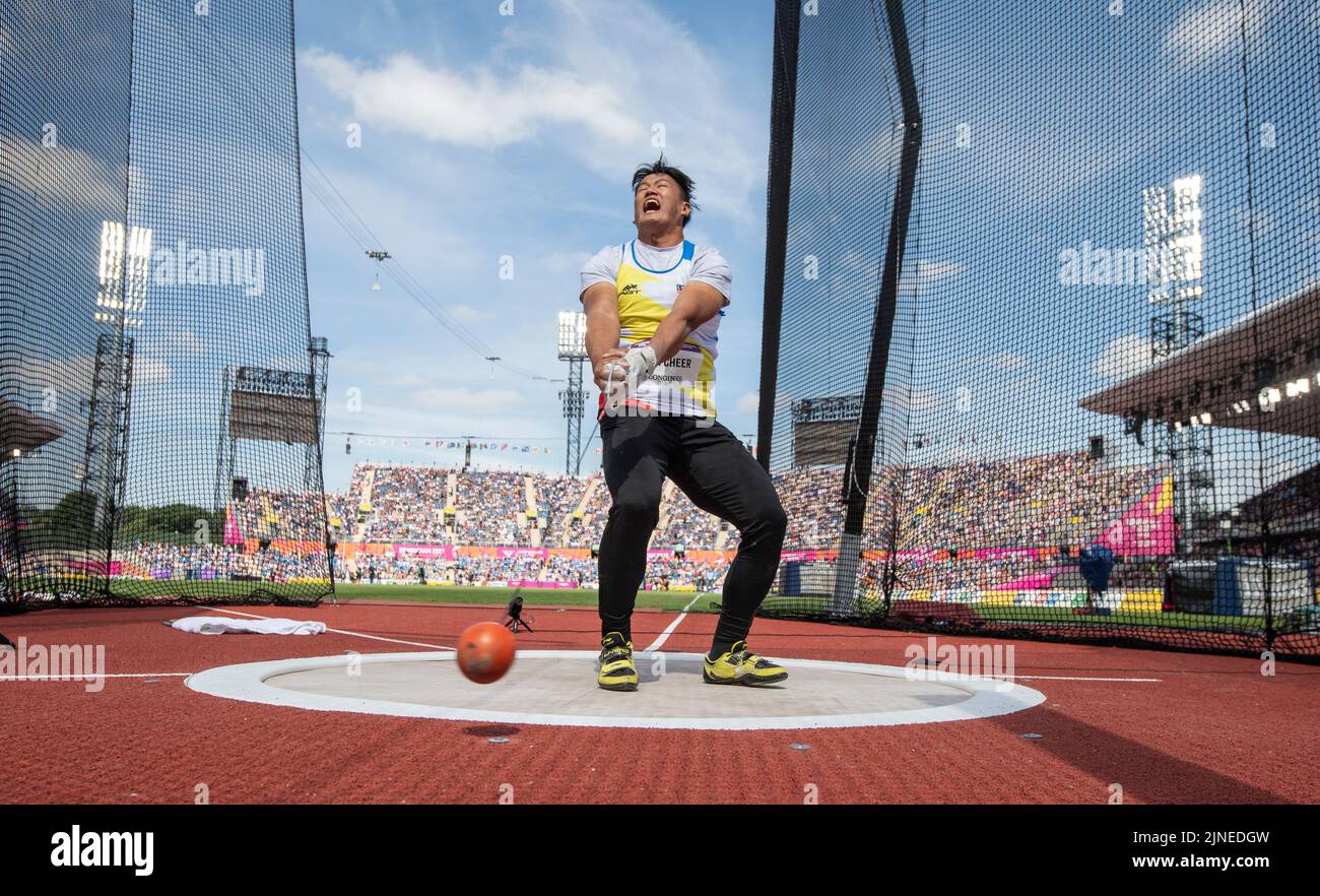 Jackie Wong Siew Cheer of Malaysia competing in the men’s hammer final ...