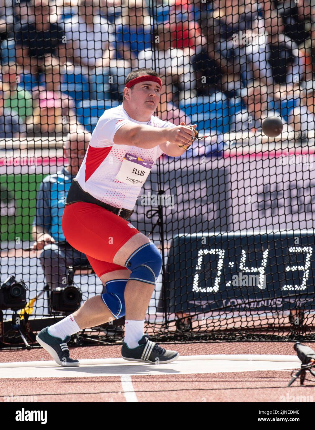 Joseph Ellis of England competing in the men’s hammer final at the ...