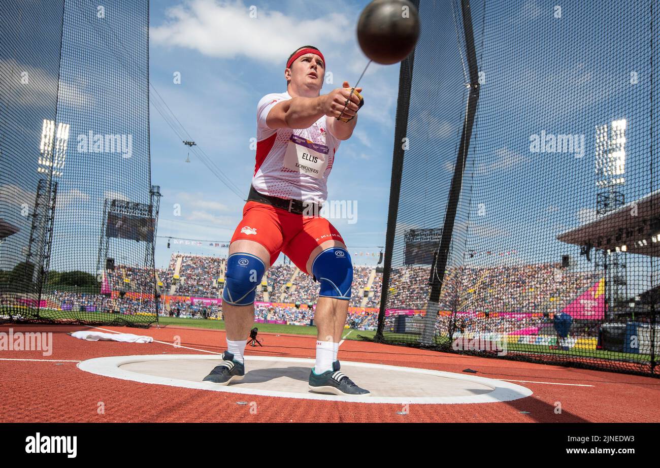 Joseph Ellis of England competing in the men’s hammer final at the ...