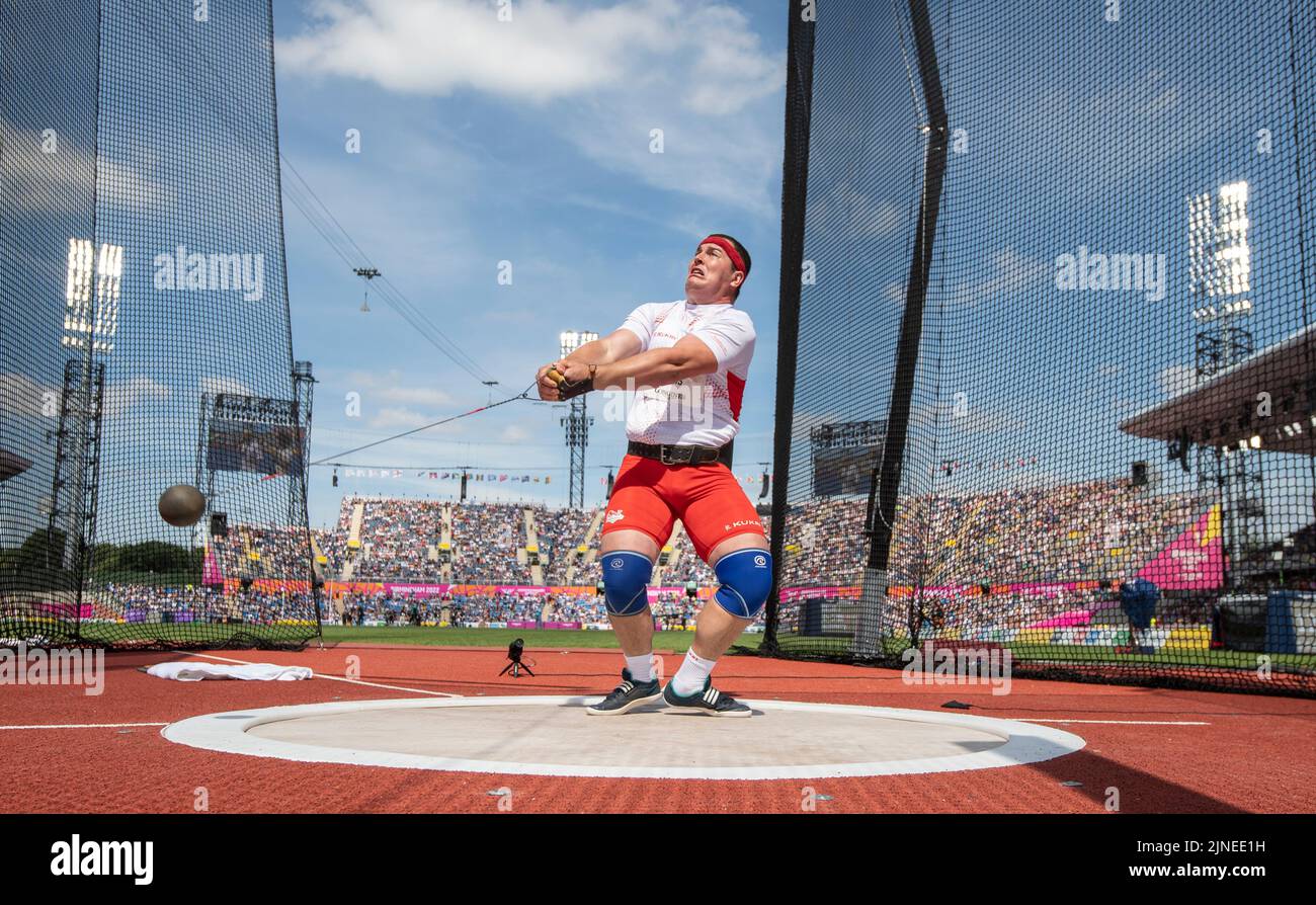 Joseph Ellis of England competing in the men’s hammer final at the ...