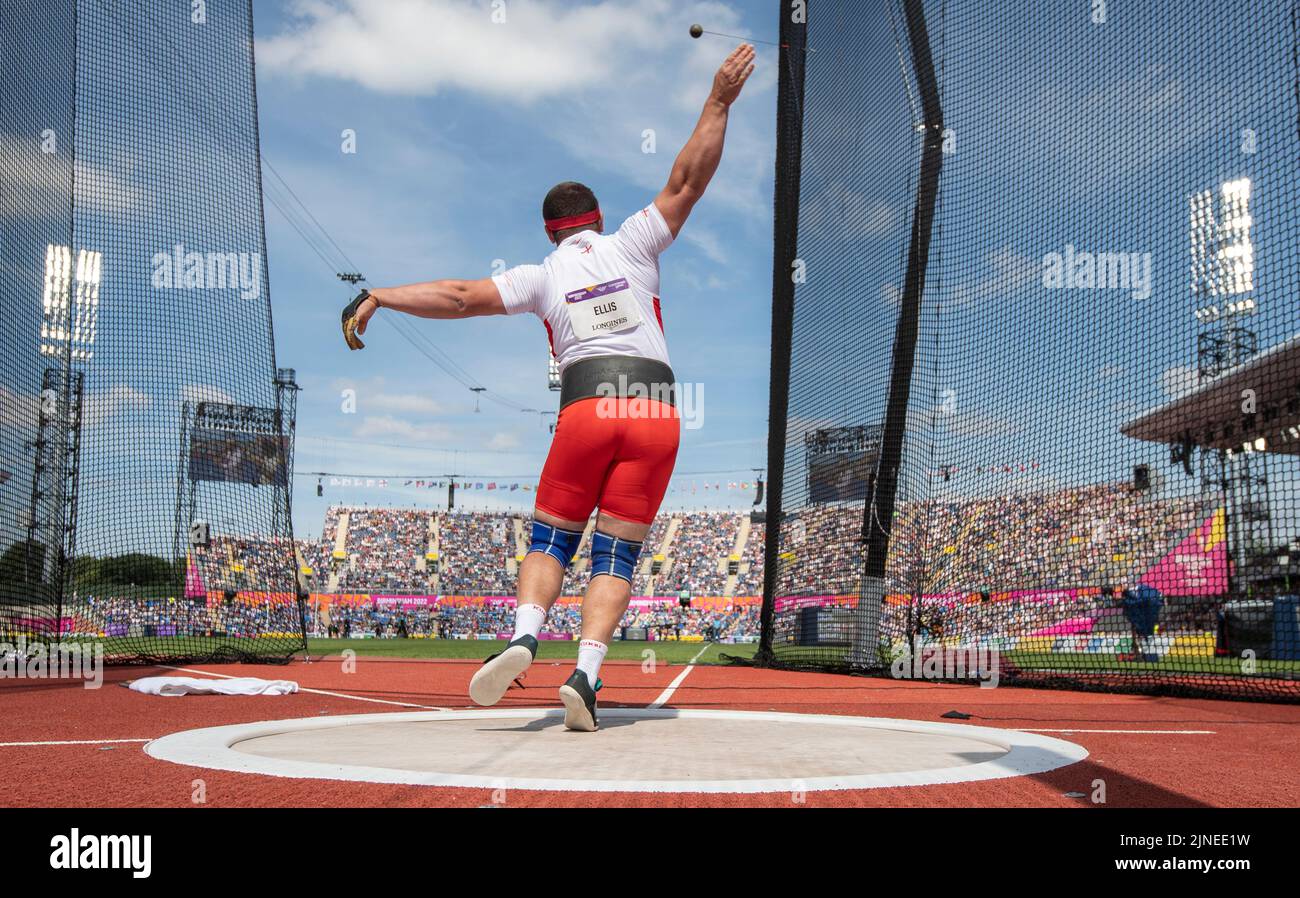 Joseph Ellis of England competing in the men’s hammer final at the ...
