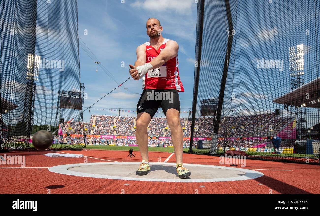 Osian Jones of Wales competing in the men’s hammer final at the ...