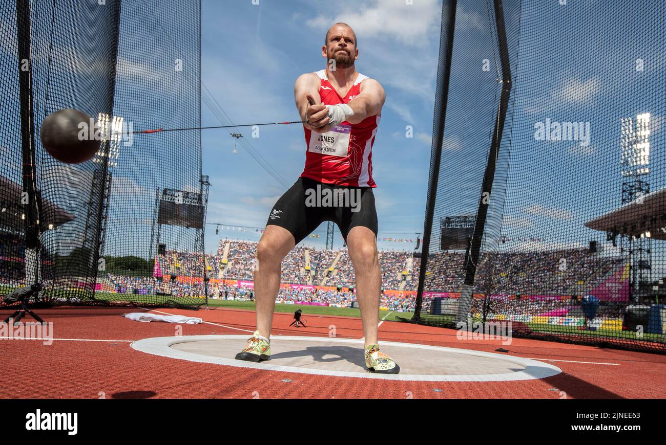 Osian Jones of Wales competing in the men’s hammer final at the ...
