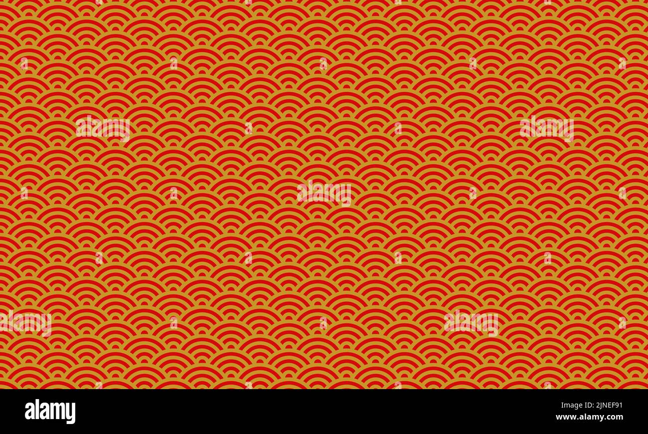 Golden and red Japanese pattern Aomi wave Stock Vector Image & Art - Alamy