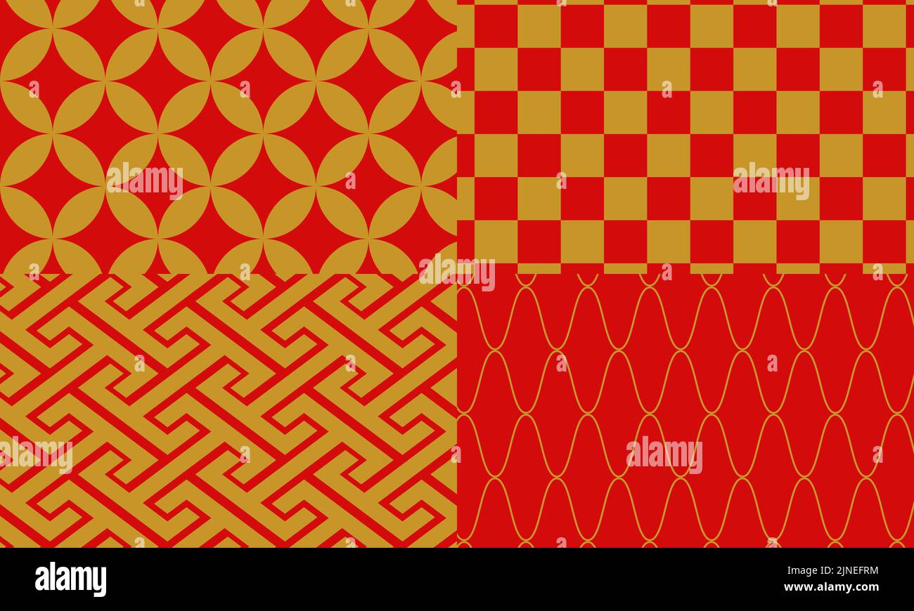 Golden and red Japanese pattern Cloisonne, Ichimatsu, Character ...