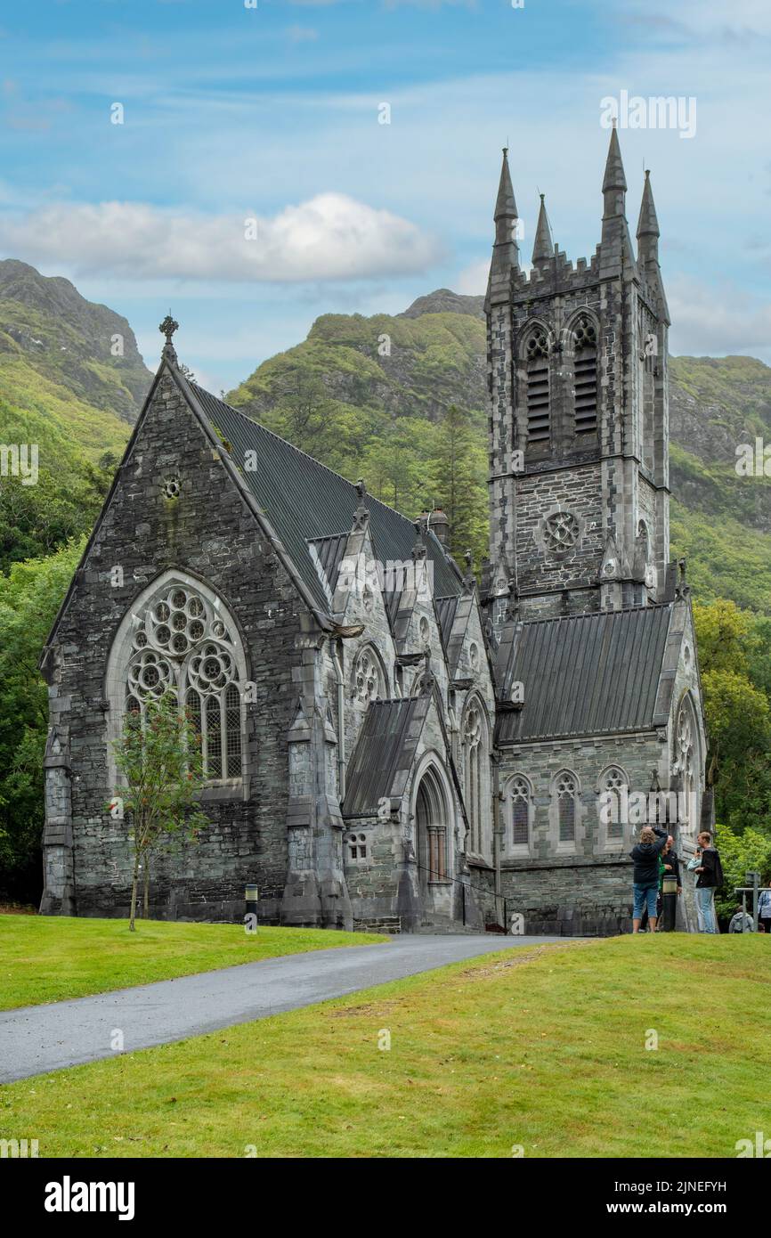 Gothic Church at Kylemore Abbey, Kylemore, Co. Galway, Ireland Stock ...