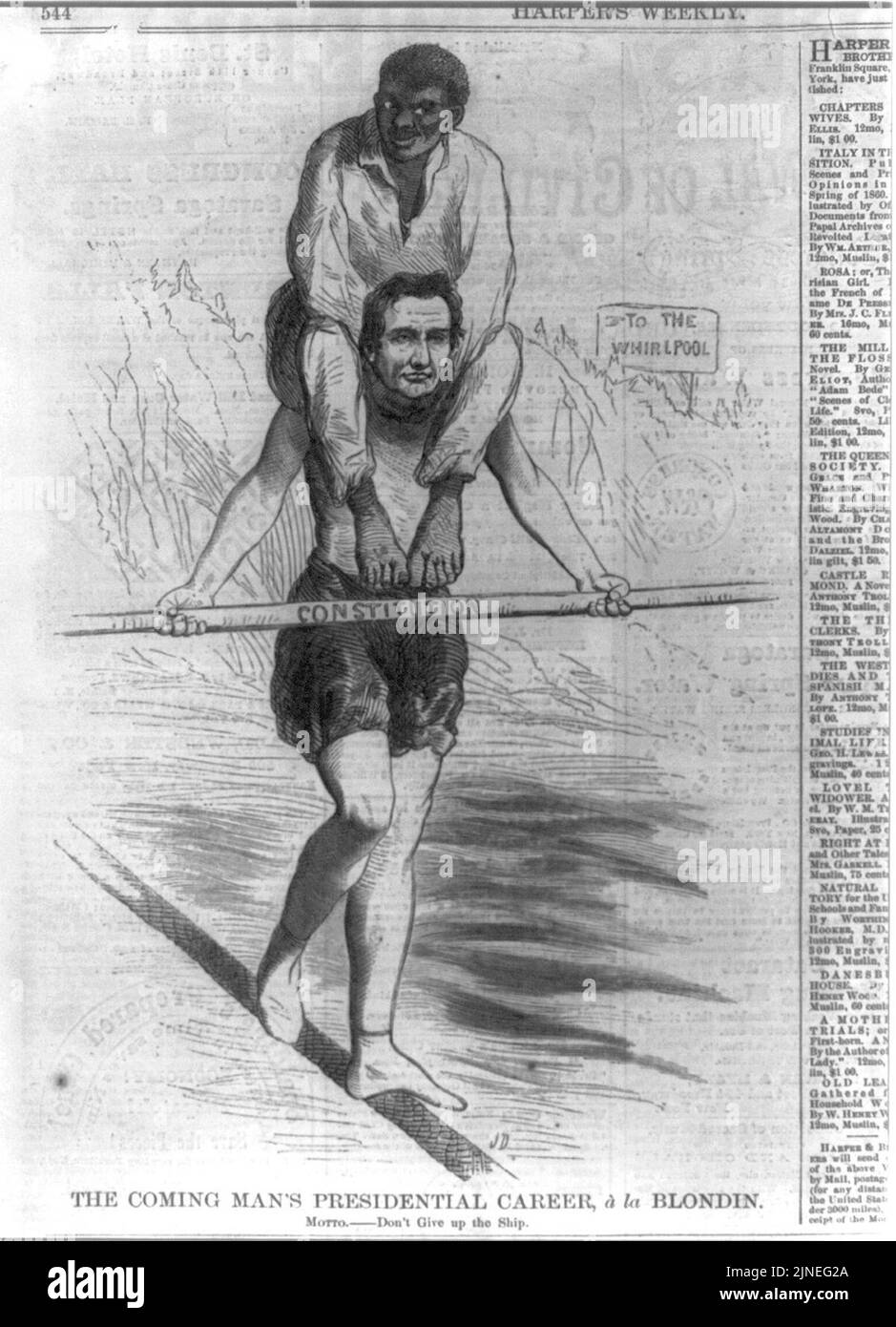 The coming man's presidential career, a la Blondin (Cartoon of Lincoln ...